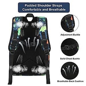 ZHT Dinosaur Backpack For Boys, Cute Lightweight Waterproof Preschool Kids Backpack, Kindergarten Nursery Travel Bag With Chest Strap