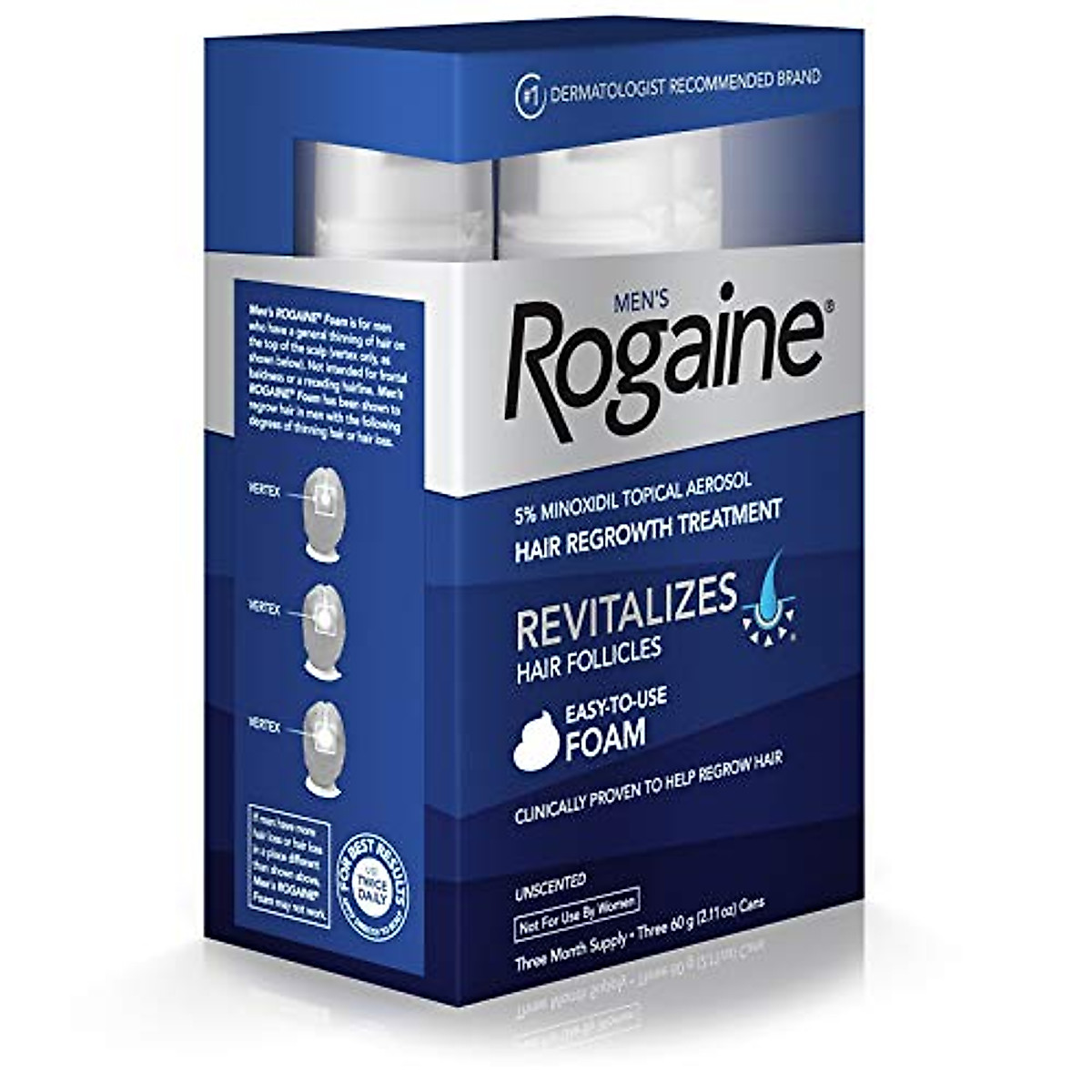 Men's Rogaine 5% Minoxidil Foam for Hair Loss and Hair Regrowth, Topical Treatment for Thinning Hair, 3-Month Supply