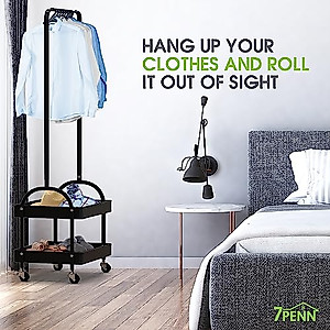 7Penn Foldable Clothes Drying Rack - 3 Tier Standing Large Collapsible Laundry Drying Rack Clothing Hanger on Wheels