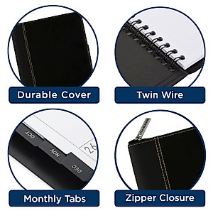 AT-A-GLANCE 2024 Weekly & Monthly Appointment Book, 8 1/4" x 11", Large, with Zipper, Executive, Black (70NX810524)