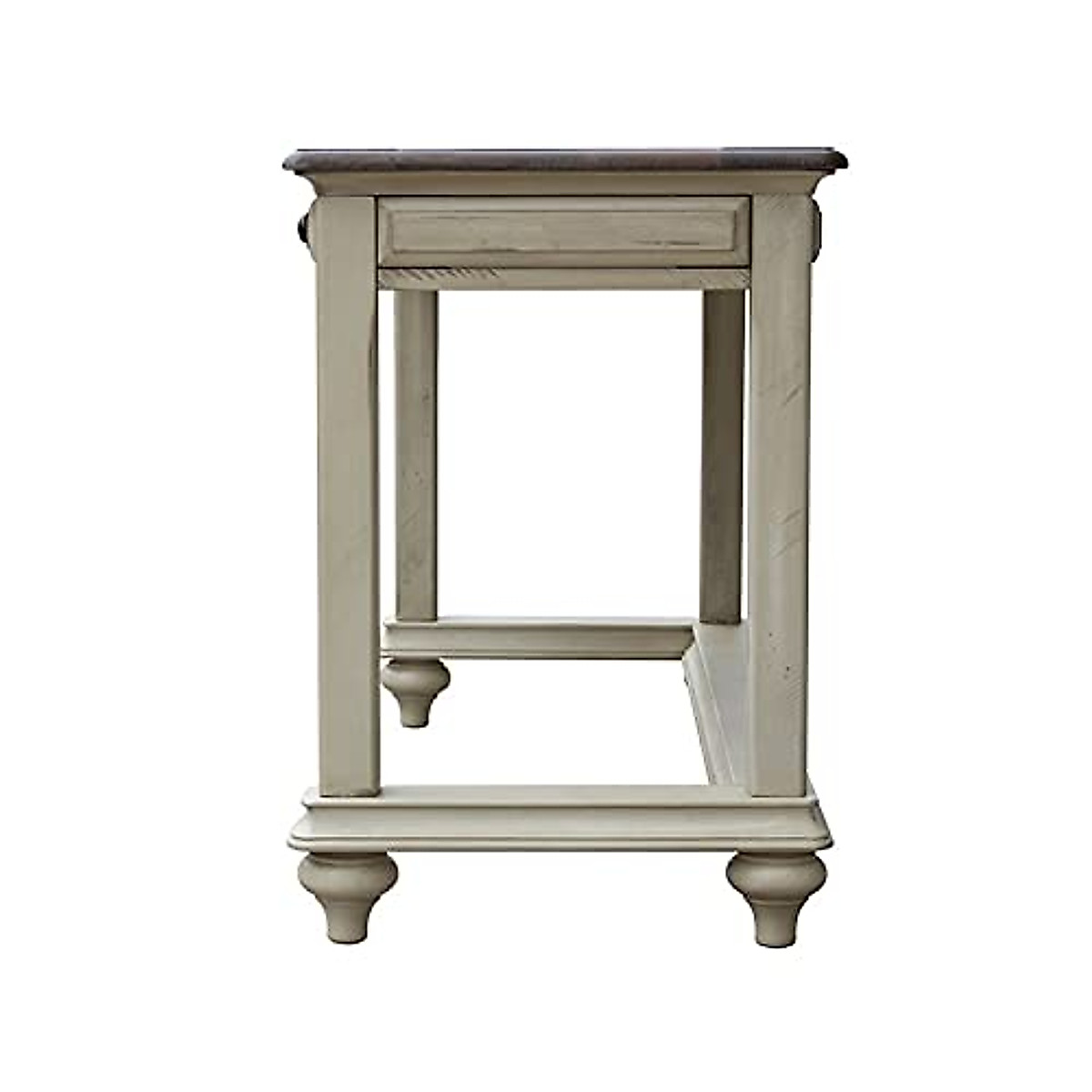 BOWERY HILL Wood Computer Desk in Cream Puff/Walnut Brown Finish