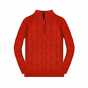 Ciaorbis Boys 1/4 Zip Pullover Sweater Long Sleeve Cable Knitted Sweater Winter Outfit for Baby Boys Girls Red