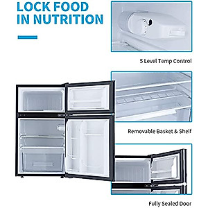 3.2 Cu.Ft Mini Refrigerator Compact Refrigerator Mini Fridge Stainless Steel with Freezer,2 door, for Dorm,Garage, Camper, Basement or Office,Silver, ‎Silver, ‎19.1 x 20.1 x 33.5 inches