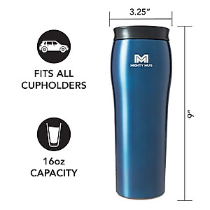 Mighty Mug | The Untippable Mug | Grips When Hit, Lifts for Sips | Insulated Stainless Steel Tumbler | Cupholder Friendly | Gifts for Women Men All | Leakproof | 6 Hour Hot / 24 Cold | 16oz | Oceanic