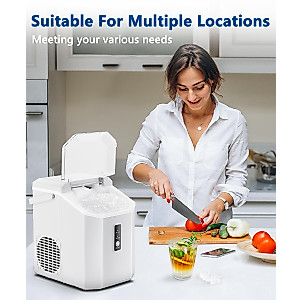 Joy Pebble Nugget Ice Maker, 10,000pcs/33lbs/Day, Portable Handheld Nugget Ice Maker Machine with Handle, Ice Makers Countertop Self-Cleaning, Ice Scoop and Basket, for Home/Office/Party, White