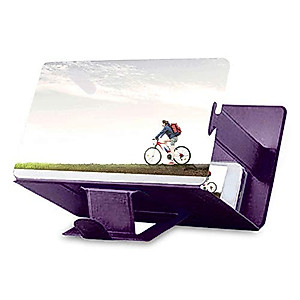 MOHALIKO Screen Magnifier, Phone Screen Magnifier, 8inch Desktop HD Phone Screen Magnifier Video Enlarge Amplifier Stand Holder for All Smart Phone Model Purple