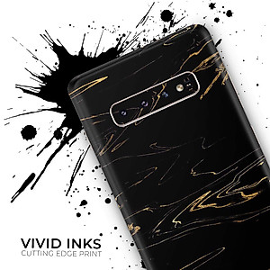 DesignSkinz Black & Gold Marble Swirl V10 Protective Vinyl Decal Wrap Skin Cover Compatible with The Samsung Galaxy S20 (Screen Trim & Back Glass Skin)