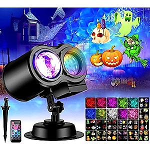 eletecpro Halloween Projector Light with 16 Slides Patterns & 10 Colors Ocean Wave, Party Decorative Lights with Remote Control, Waterproof Outdoor & Indoor Holiday Light (Black)
