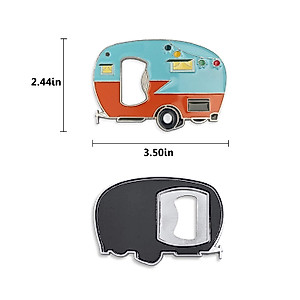 Haigoo Rv Keychain 2 Pack and Magnetic Beer Bottle Opener for Fridge with Cap Catcher, Great Camper Gift Set for Camper Lovers, Girlfriend, Boyfriend, Father