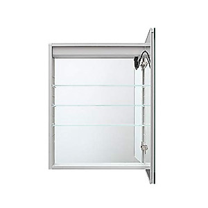 AQUADOM Royale Basic Q 24in x 30in x 5in Left Hinge LED Medicine Mirror Cabinet Recessed Surface Mounted, Dimmer, Touch Screen Button