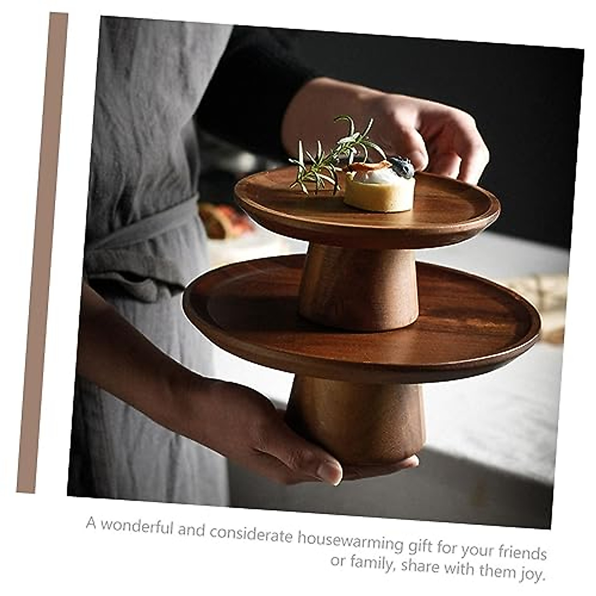 GRIRIW Tall Cake pan Wood Serving Tray Wood Tray Trays for Coffee Table Christmas Display Tower Rustic Cake Plate Cupcake Stand Coffee Table Plate Organizer Trays Candy nut Tray Food