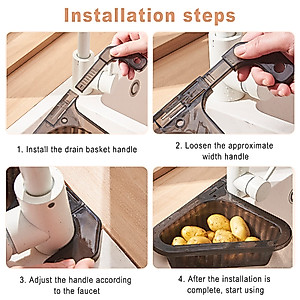 Kitchen Sink Drain Basket, Swan Basket Strainer Pack-3, Adjustable Kitchen Triangle Sink Filter with Sticky Hook and Cleaning Sponges Set of 3,for Kitchen Sink Faucet Hangs