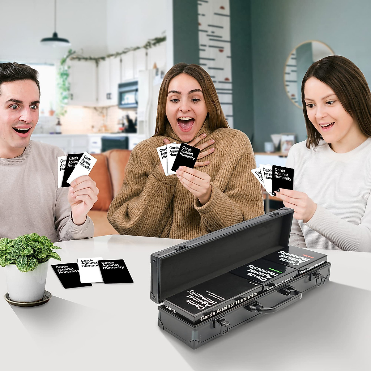 The Big Black Metal Box, Compatible with Cards Against Humanity, Magic The Gathering, MTG, (Game Not Included) | Includes 8 Dividers | (Long Version) Fits up to 1400 Loose Unsleeved Cards