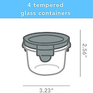 Wean Bowls Glass Food Storage Garden Pack - Pack of Four (4), 5.4 oz round containers Blue, Orange, Green, Grape