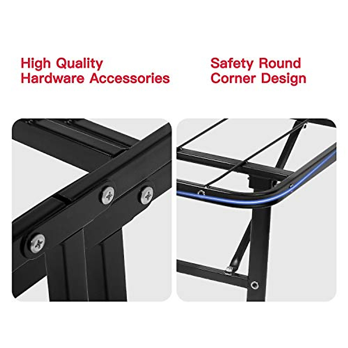 Bed Frame Foldable Heavy Duty Mattress Metal Platform Slat No Box Spring Needed Easy Assembly Noise-Free Black (Full)