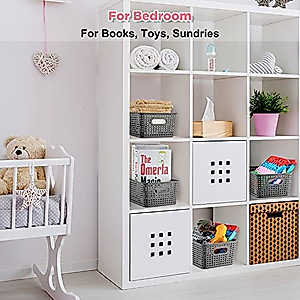 AREYZIN Set of 6 Small Plastic Storage Baskets + Set of 3 Large Collapsible Storage Bins with Lids