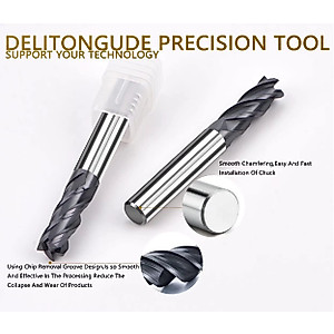 DelitonGude 5/16 x 4inch Extra Long Carbide Tungsten Square CNC End Mill,4 Fultes Suitable for Alloy Steels/Hardened Steels HRC55(Extra Long 5/16)