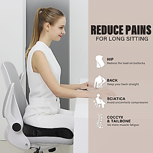 WAOAW Seat Cushion, Office Chair Cushions Butt Pillow for Long Sitting, Memory Foam Chair Pad for Back, Coccyx, Tailbone Pain Relief