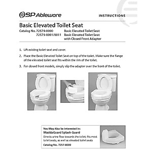 SP 3 Inch Extender Booster Elevated Raised Toilet Seat Risers for Seniors Adults Elderly Handicap Disabled Fits Most Standard and Elongated Toilets - White