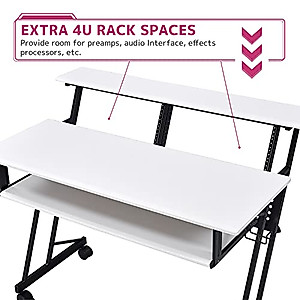 Acme Furniture Suitor Music Recording Studio Desk, 47 x 28 x 38, White & Black