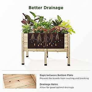 AMERLIFE 15 Inch Deep Wooden Raised Garden Planter 4x2FT Raised Garden Bed with Legs Elevated Planter Box Elevated Garden Planters for Deep-Rooted Plants 500lb Capacity Outdoors Patio Backyard