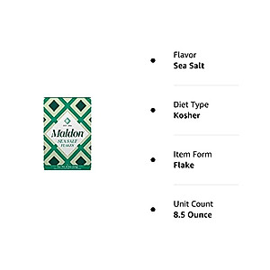 Maldon Salt, Sea Salt Flakes, 8.5 oz (240 g), Kosher, Natural, Handcrafted, Gourmet, Pyramid Crystals