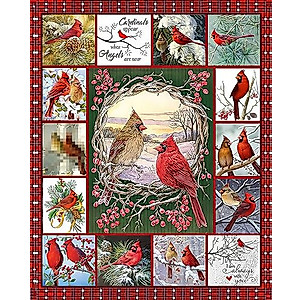 reoqeosy Cardinal Blanket Christmas Bird Throw Blanket Cardinal Gifts for Girls Woman Kids Cozy Comfort Soft Plush Fleece Flannel Blanket for Couch Sofa Bed 40"x50"
