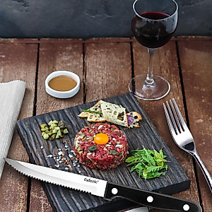 faderic 12-piece Serrated-Steak Knives, Black Full-Tang Triple Rivet Steak Knife Set,Stainless steel Sharp Blade,8.7 Inch,Dishwasher Safe