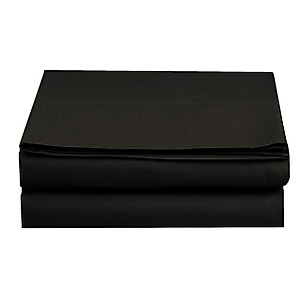 Elegant Comfort Premium Hotel Quality 1-Piece Flat Sheet, Luxury and Softest 1500 Premium Hotel Quality Microfiber Bedding Flat Sheet, Wrinkle-Free, Stain-Resistant, California King, Black