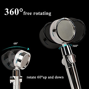 Alphyse Turbo Shower Head High Pressure, Vortex Shower Head with Handheld, Hydro Shower Head with Hose, 3 Filters and Turbo Fan, Blue