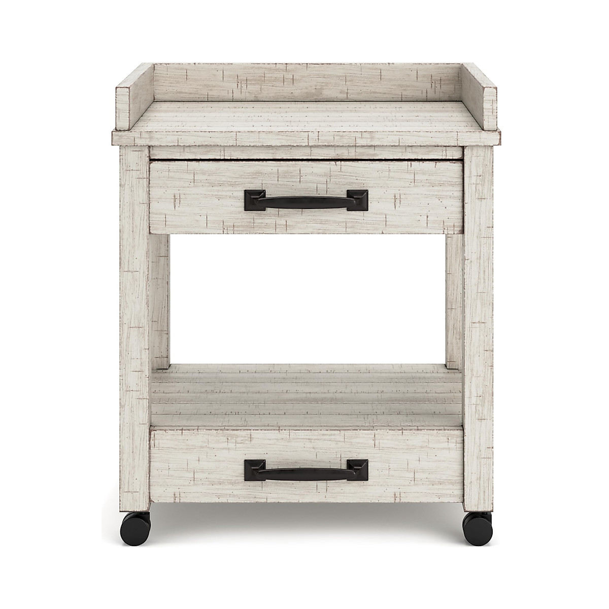 Signature Design by Ashley Carynhurst Rustic Farmhouse Printer Stand with Casters, Whitewash