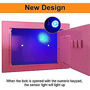 SamYerSafe Safe Box with Sensor Light, Security Safe with Electronic Digital Keypad Money Safe Steel Construction Hidden with Lock，Small Safe for Office Home Hotel (Pink)