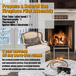 10002264 Propane & Natural Gas Fireplace Pilot Assembly, Include Pilot Tube, Thermocouple, Thermopile, and Ignitor Wire. Used for Fireplaces and Stoves.
