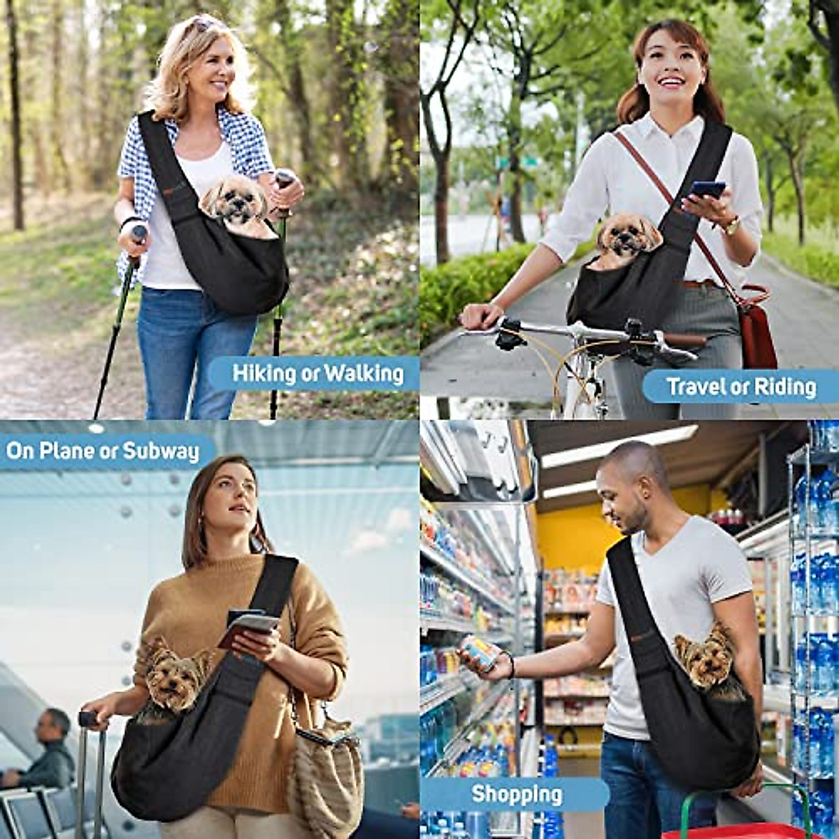 BuddyT Dog Sling Carrier - Dog Carriers for Small Dogs - Dog Carrier for Medium Dogs 5-10 lbs with Adjustable Strap, Pocket, Safety Belt - Dog Purse - Puppy Carrier for Small Dogs/Small Dog Carrier