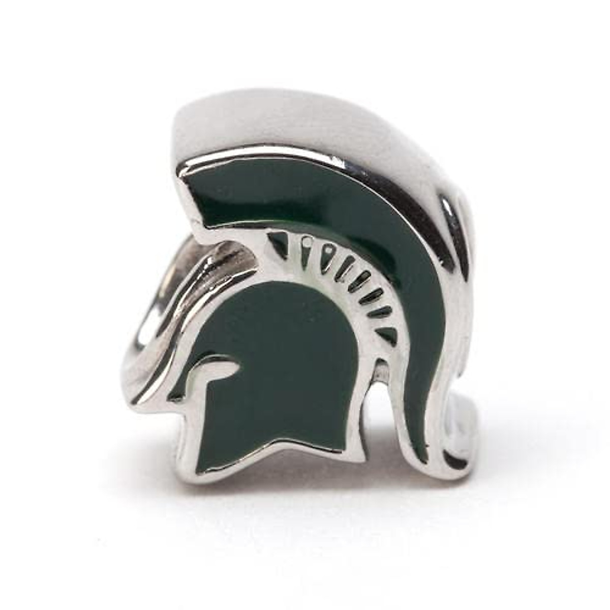 MSU Spartan Helmet Charm for Bracelets - Michigan State Spartans Charm - Hypoallergenic Stainless Steel Bracelet Beads - Michigan State Jewelr for Women