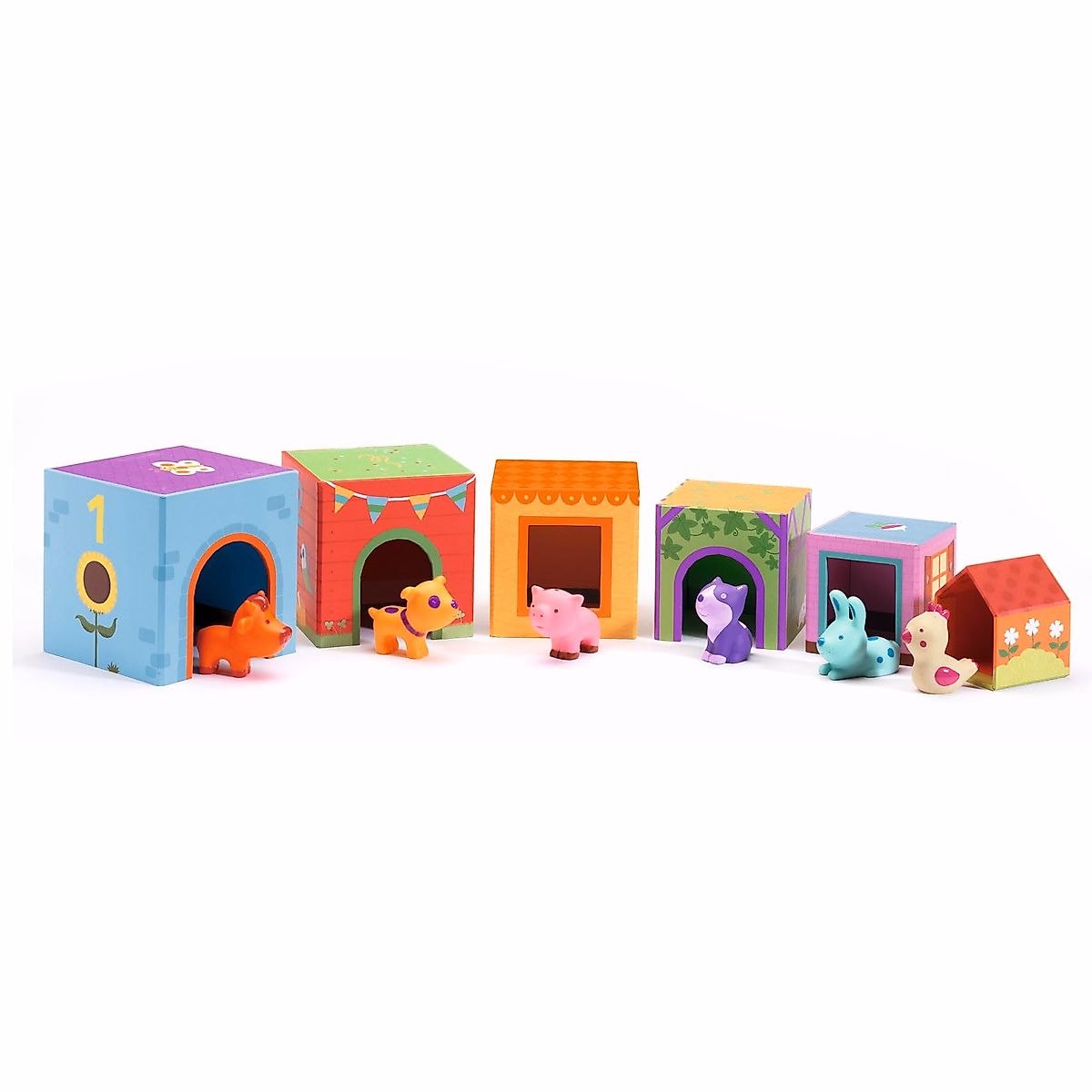 DJECO Topanifarm Blocks - Build a Farm, Wooden Blocks & Animal Toys for Home, School or Gifts - Fun & Creative for Family & Friends - Playful, Educational Toys for Preschool, Kids Months 18+