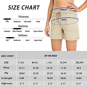 YAMXDM Women's Hiking Shorts, Golf Running Shorts Quick Dry Workout Summer Sports Shorts with Lightweight Pocket Khaki