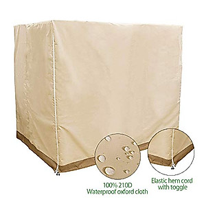 BullStar Patio Swing Chair Cover 3 Triple Seater Outdoor Hammock Cover Waterproof Windproof Furniture Protector 87 Inch LX67 Inch HX50 Inch W,Beige