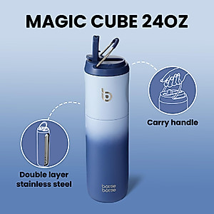 BOTTLE BOTTLE Insulated Water Bottle 24oz with Straw Lid and Handle for Sports Travel Gym Stainless Steel Water Bottles Double-Wall Vacuum Metal Thermos Bottles Leak Proof BPA-Free (blue gradient)