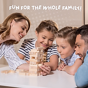 Bascuda Tumble Tower Classic - Wooden Blocks Tumbling Tower Stacking Game - Great Entertainment Game for Family, Adults, Kids, Boys & Girls - Wooden 54 Pieces Family Game Suitable for 3+ Years