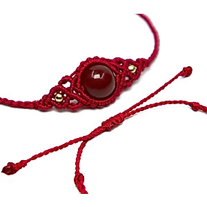 Handmade Red String Bracelet with 10mm Red Agate Bead - Good Luck and Protection - Ideal Gifts for Women, Teen Girls, Mother-Daughter, Couples, Sisters, and Friends (RuYi Knot 10MM Agate 1PC)