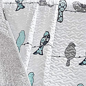 Lush Decor Rowley Birds Throw Blanket, 50" x 60", Blue & Gray