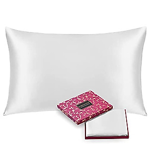 100% Mulberry Silk Pillowcase for Hair and Skin Health, Hidden Zipper, 22 Momme, Both Sides Smooth, Breathable and Natural, Machine Washable, Sleep Mantra (King, Pure White)