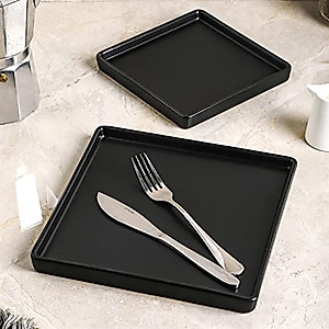 Stone Lain Grace Square Stoneware Dinnerware Set, 12 Piece Service For 4, Black