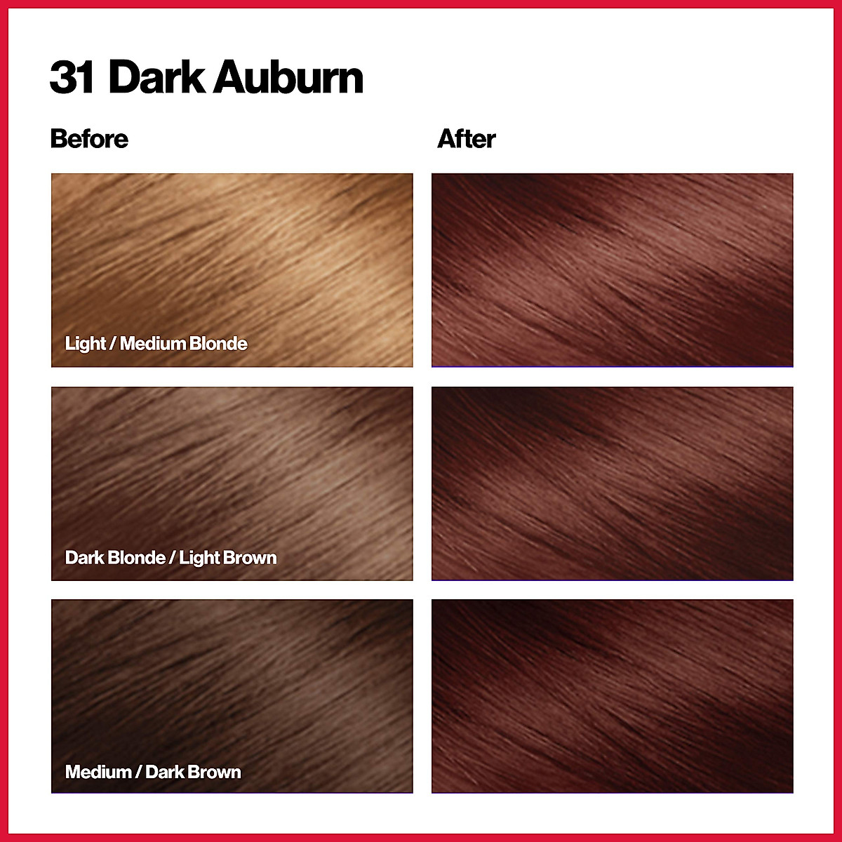 Permanent Hair Color by Revlon, Permanent Red Hair Dye, Colorsilk with 100% Gray Coverage, Ammonia-Free, Keratin and Amino Acids, Red Shades, 42 Medium Auburn (Pack of 3)