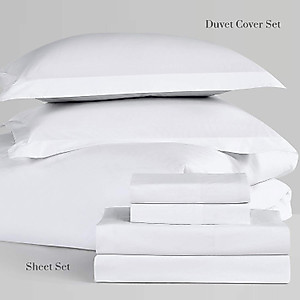 Pure Parima Hotel Collection Ultra Percale Duvet Cover Set | 100% ELS Giza Egyptian Cotton | Hidden Zipper Closure | Comforter Cover 2 Pillow Shams (White, Queen)