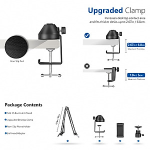 Neewer Overhead Phone Mount Stand, Suspension Scissor Arm Stand with Enlarged Desk Mount C Clamp, Phone Holder and Ball Head for Live Streams, Zoom Calls, Remote Working, Online Teaching, Selfies