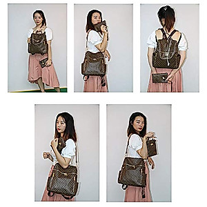 Makes Backpacks for Women Fashion PU Leather Bag Design Convertible Satchel Bag Travel Backpack Handbag and Purse 2Pcs