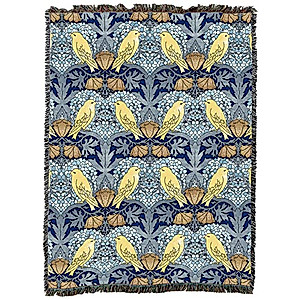 Pure Country Weavers C.F.A. Voysey Birds and Berries Blue Blanket XL - Arts & Crafts - Gift Tapestry Throw Woven from Cotton - Made in The USA (82x62)