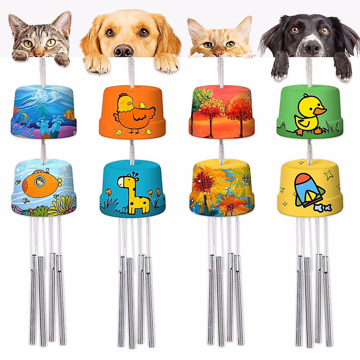 3-Pack DIY Wind Chime Kits- Arts and Crafts for Boys Girls Kids Ages 8-12 4-8 6-8 5-7 3-5, Construct & Paint Birthday Holiday for Kids